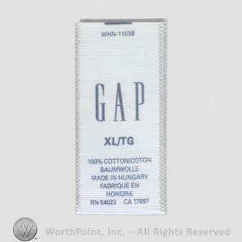 Mark with Closing label: the text ''GAP XL/TG | #700612