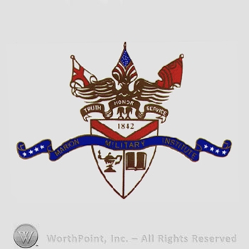 Mark with Three flags, two ribbons, a shield, a | #702280