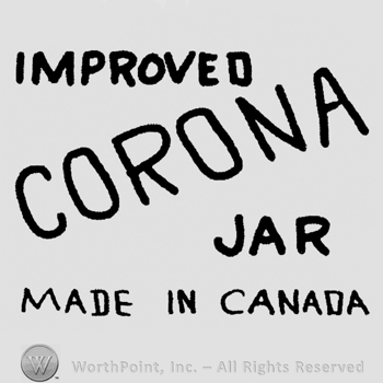 Mark with The text "IMPROVED CORONA JAR MADE IN | #70864