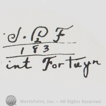 Mark with the initials JPF above the word fortyn | #71758