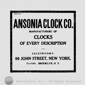 Mark with The text "ANSONIA CLOCK CO. | #720078