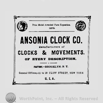 Mark with The text "ANSONIA CLOCK CO. | #720079