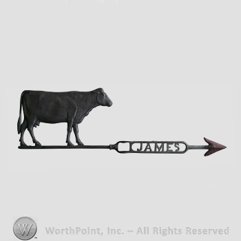 Mark with A cow standing on an arrow and the text | #720149