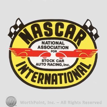 Mark with Two flags, an oval, the text "NASCAR | #727423