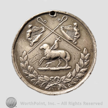 Mark with A circle, two swords, a harp, a sheep, | #744665