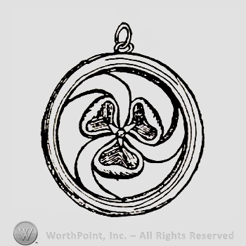Mark with A trefoil, a circle and curved lines. | #812897