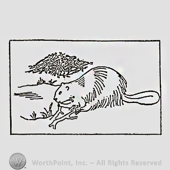 Mark with A beaver, sticks and a rectangle. | #813012