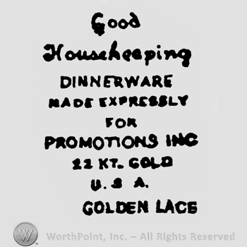 Mark with The text "Good Housekeeping Dinnerware | #85859