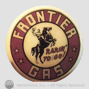 Mark with Two circles, the text "FRONTIER GAS" | #859084