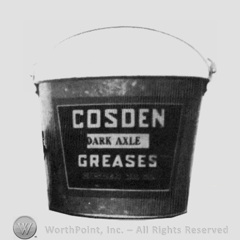 Mark with A bucket, a label and the text "COSDEN | #859187