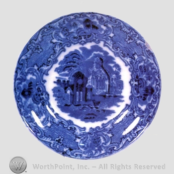 Mark with Flow Blue Pattern: ABBEY; plate. | #862899