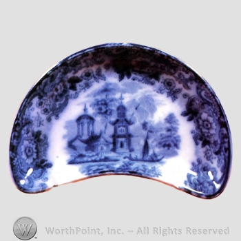 Mark with Flow Blue Pattern: CHINESE; bone dish. | #862966