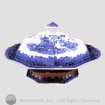 Mark with Flow Blue Pattern: CIRCASSIA; covered | #862971