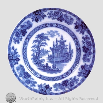 Mark with Flow Blue Pattern: MADRAS; plate. | #863080