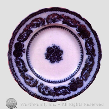 Mark with Flow Blue Pattern: MADRAS; soup plate. | #863084