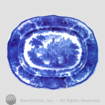 Mark with Flow Blue Pattern: NON PAREIL; platter. | #863116