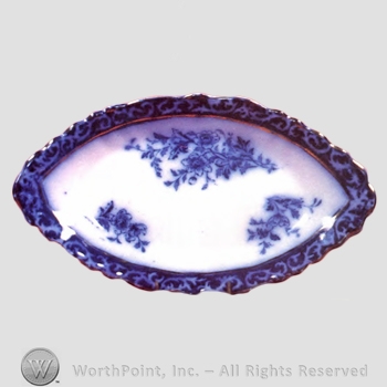 Mark with Flow Blue Pattern: TOURAINE; platter. | #863203