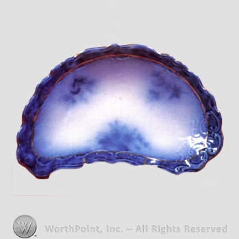 Mark with Flow Blue Pattern: TOURAINE; bone dish. | #863204