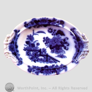 Mark with Flow Blue Pattern: YEDO; footed | #863240