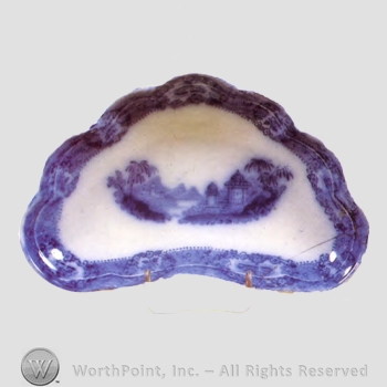 Mark with Flow Blue Pattern: Unknown; bone dish. | #863243
