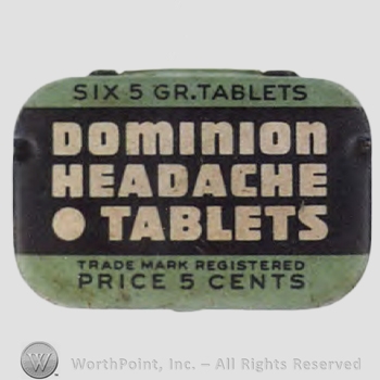 Mark with The text "SIX 5 GR. TABLETS, Dominion | #865048