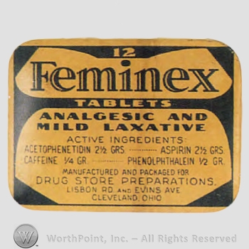 Mark with The text "Feminex TABLETS ANALGESIC AND | #865109