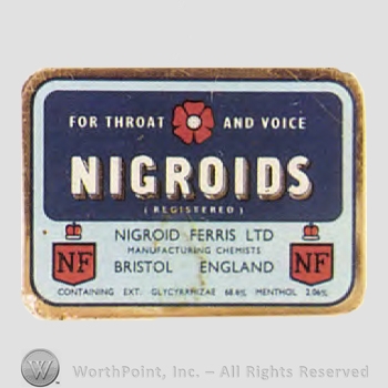 Mark with The text "FOR THROAT AND VOICE NIGROIDS | #865834