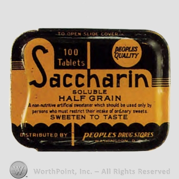 Mark with The text "100 Tablets Saccharin SOLUBLE | #866127