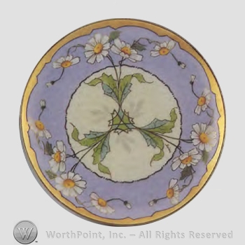 Mark with China Pattern: Daisies on blue border, | #869379