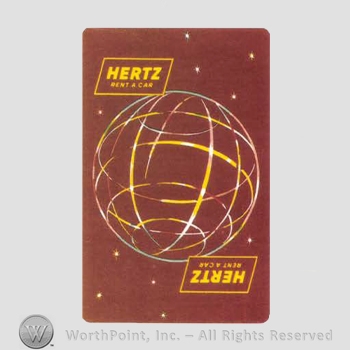 Mark with A frame, the text "HERTZ RENT A CAR" | #878050