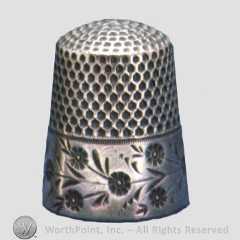 Mark with Sterling Silver thimble: Floral, Crown. | #888093