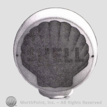 Mark with A circle, a shell and the text "SHELL". | #895959