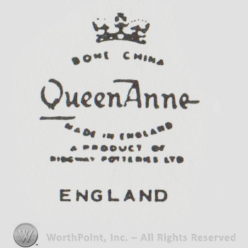 Mark with a crown above "bone china queen anne | #8965
