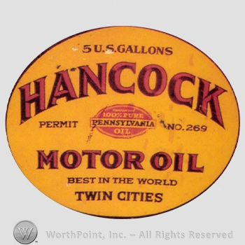 Mark with An oval, the text "HANCOCK MOTOR OIL | #896832