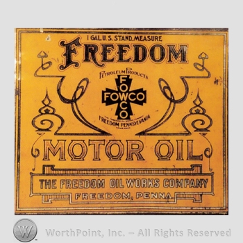 Mark with A box, the text "FREEDOM MOTOR OIL" and | #897760