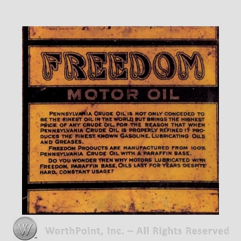 Mark with A box and the text "FREEDOM MOTOR OIL". | #897763