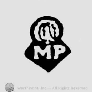 Mark with The letters "MP", a wreath and a bird. | #90268