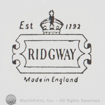 Mark with crown over a sign with "ridgway" in | #9059