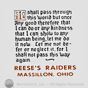 Mark with A prayer and the words "Reese's Raiders | #907309