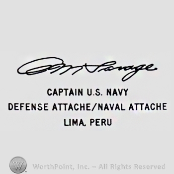 Mark with The text "A.M. Savage Captain U.S. Navy | #907447