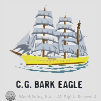 Mark with A ship and thte text "C.G. Bark Eagle". | #907849