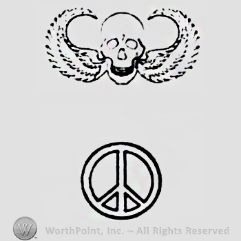 Mark with A winged skull and a peace symbol. | #907961