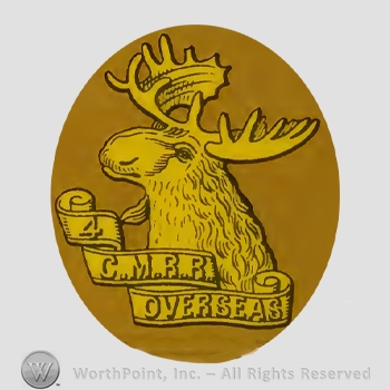 Mark with A badge, a stag's head, a ribbon and | #928626