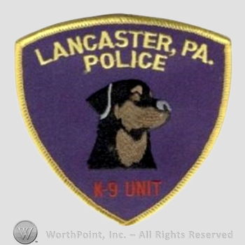 Mark with The text "LANCASTER, PA. POLICE K-9 | #935382