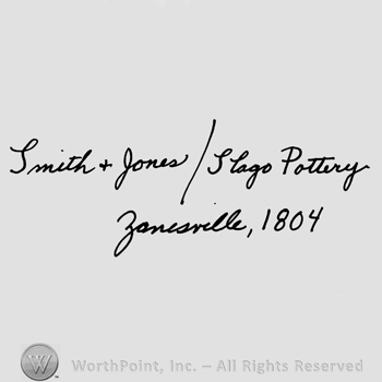 Mark with The text "Smith + Jones Slago Pottery | #9826